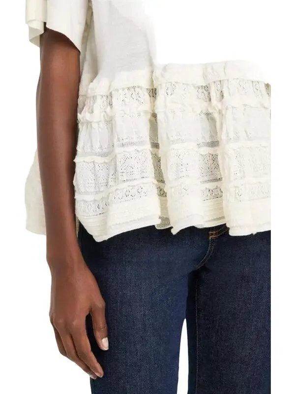 Alaïa Mock-neck Peplum Shirt - Blanco