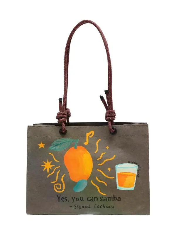 BRIGITTE Hand-painted Tote Bag - Brown