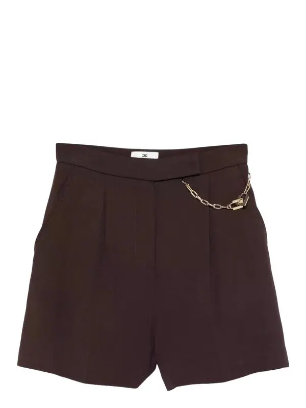 Elisabetta Franchi Chain-detail Pleated Shorts - Brown