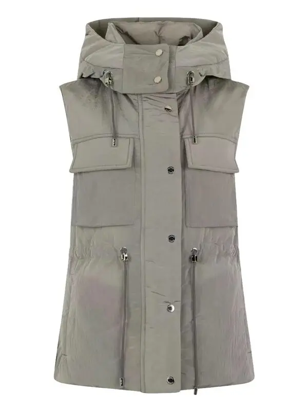 MOORER Hooded Waistcoat With Pockets - Grey