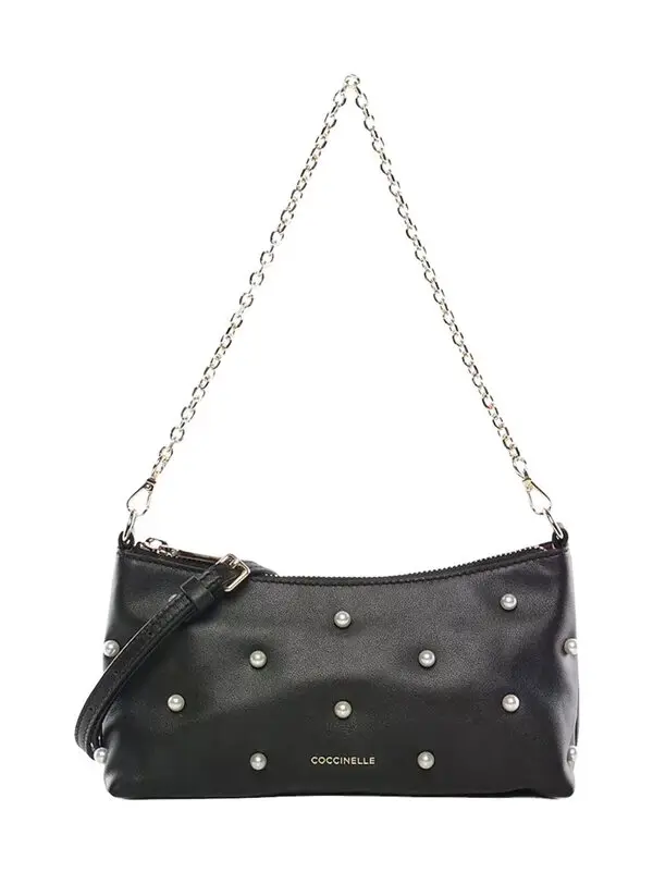 COCCINELLE Pearl-detail Chain-strap Shoulder Bag - Black