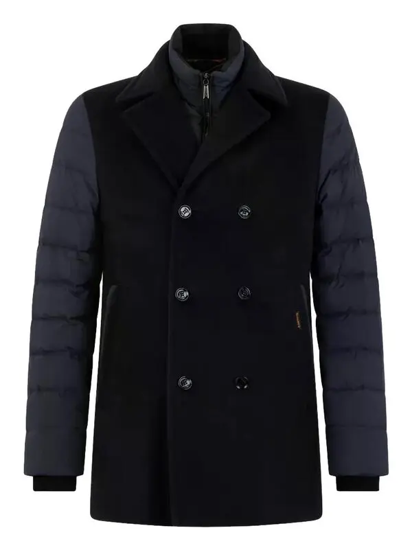 MOORER Cecco Padded-sleeve Double-breasted Pea Coat - Blue