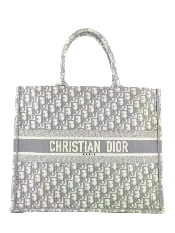 Dior Book Oblique Canvas Large Tote Bag - Grey