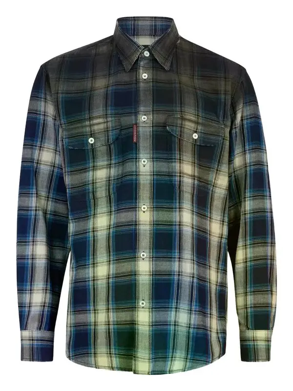 Dsquared2 Plaid Pocket Shirt - Blue