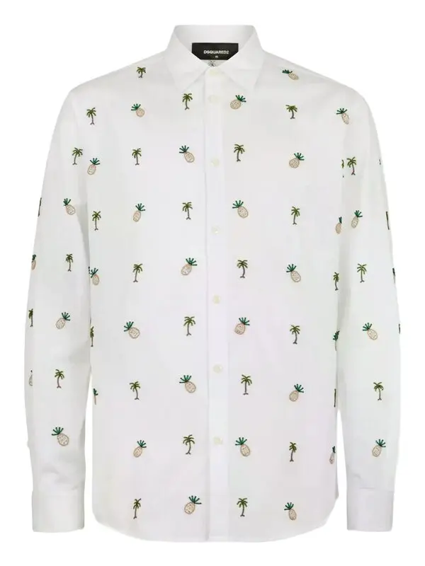 Dsquared2 Pineapples Palms Embroidery Shirt - White