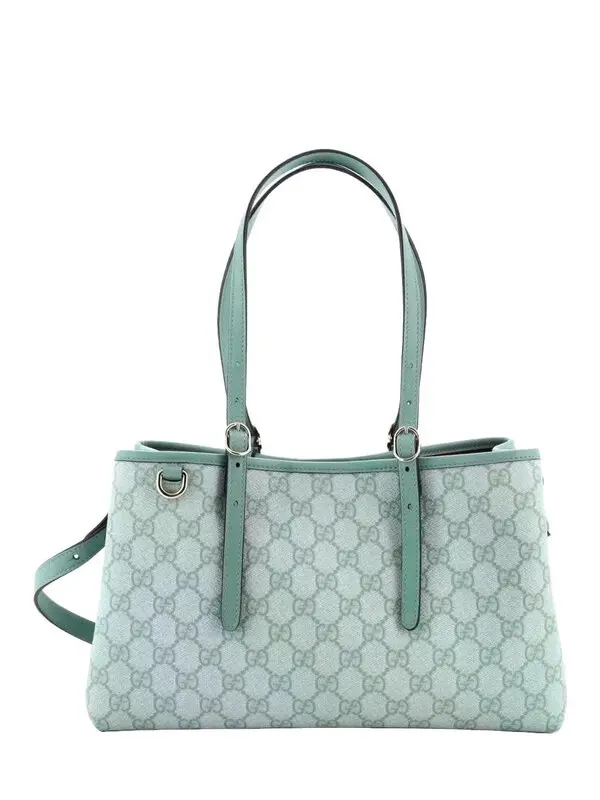 Gucci Emblem Gg Coated Canvas Small Tote Bag - Green