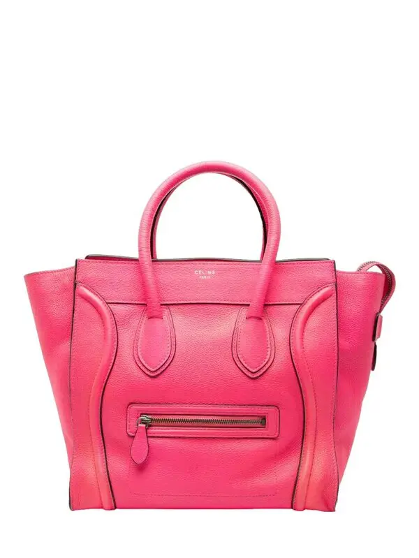Celine 2011 Mini Leather Luggage Tote Bag - Pink
