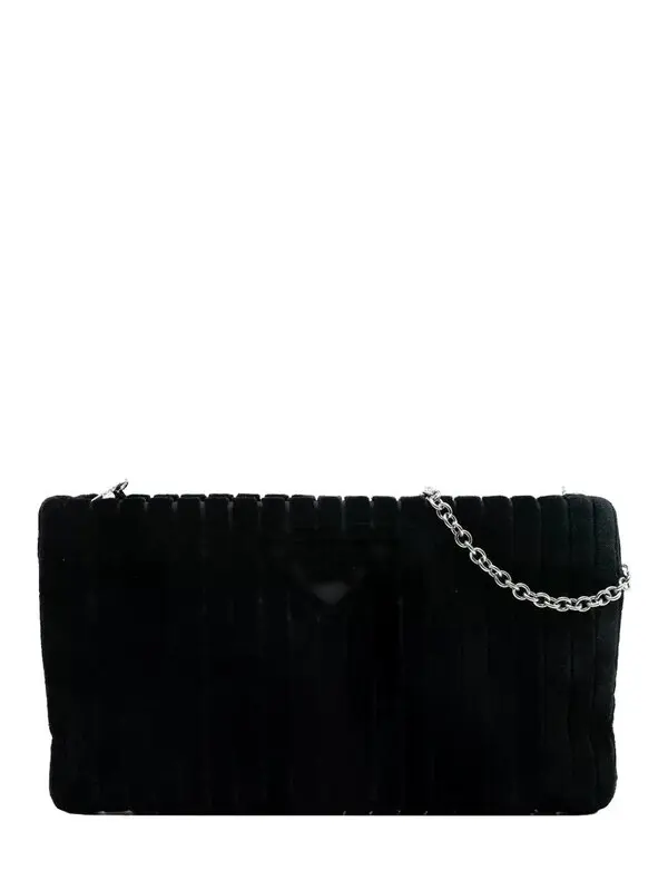Prada 2000-2025 Ricamo Velvet Pochette Crossbody Bag - Black