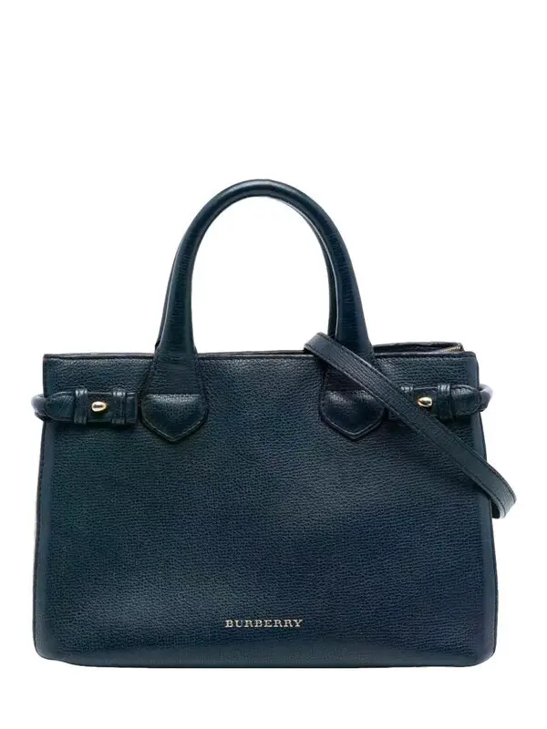 Burberry Grainy Calfskin And House Check Banner Satchel - Blue