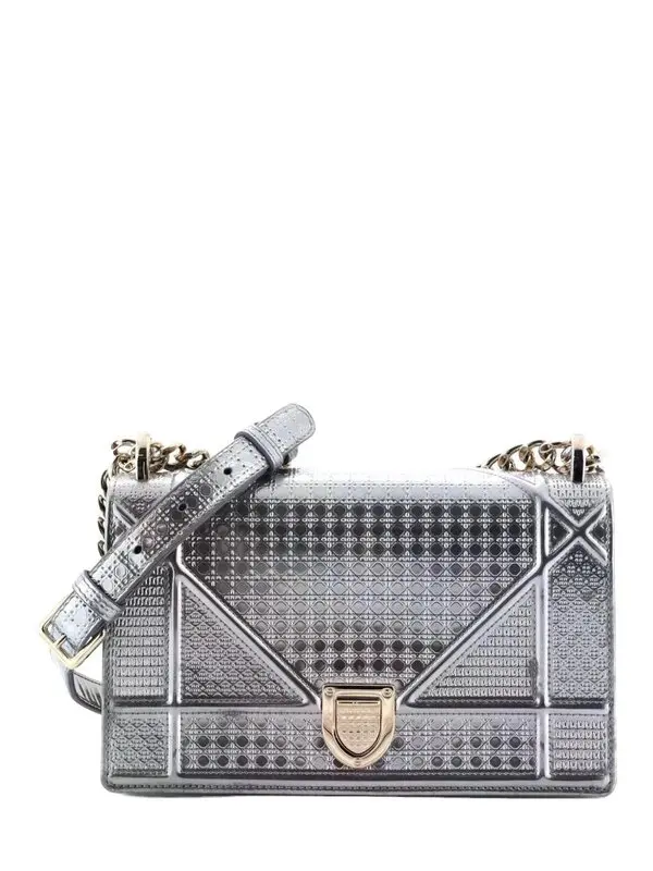 Dior Diorama Flap Bag Cannage Embossed Calfskin Small - Metallic