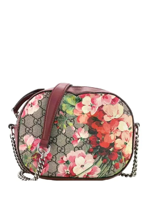 Gucci Chain Blooms Print Gg Coated Canvas Mini Crossbody Bag - Brown