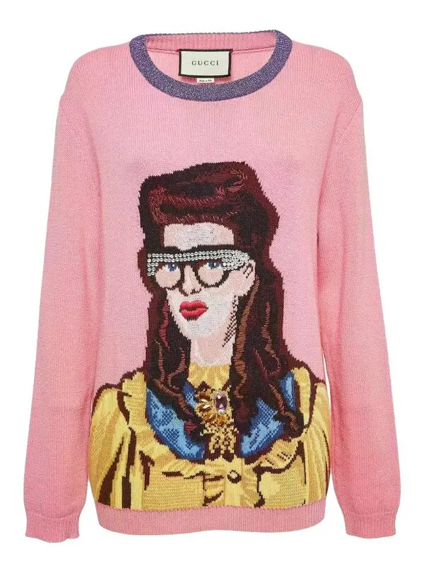 Gucci Crystal-embroidered Sweater - Pink