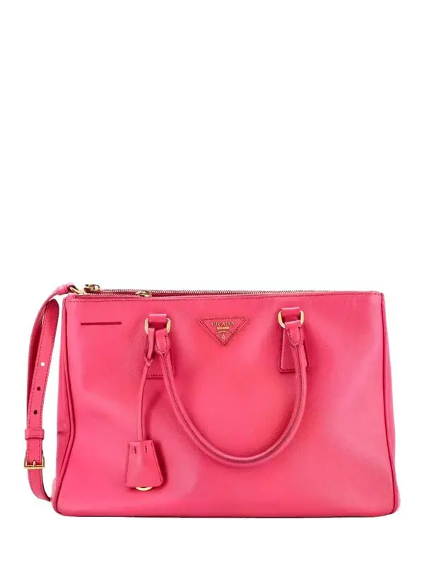 Prada Double Zip Lux Saffiano Leather Medium Tote Bag - Pink