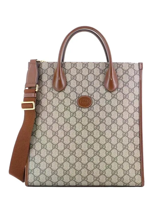 Gucci Interlocking G Gg Coated Canvas Vertical Tote Bag - Brown