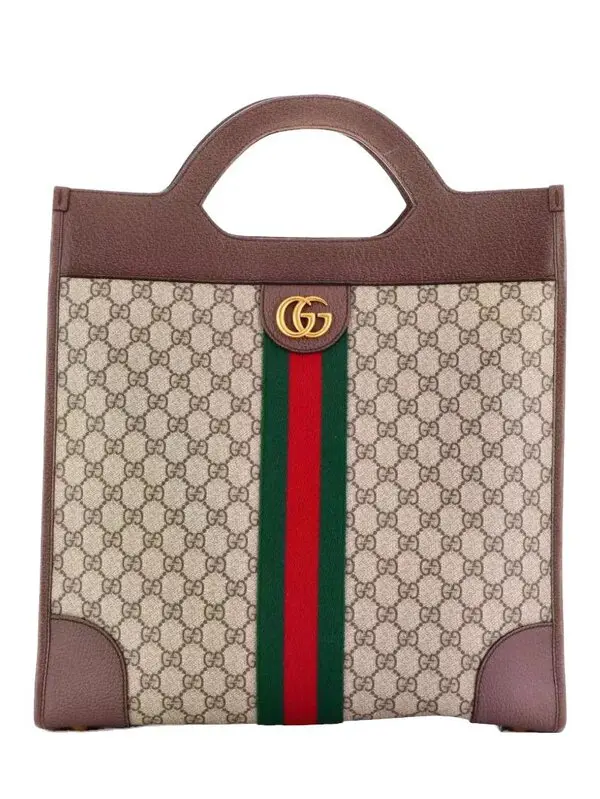 Gucci Ophidia Cut Out Handle Gg Coated Canvas Medium Tote Bag - Brown