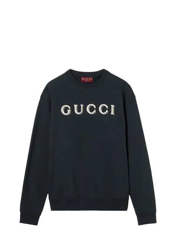 Gucci Cotton Jersey Sweatshirt With Embroidery - Blue