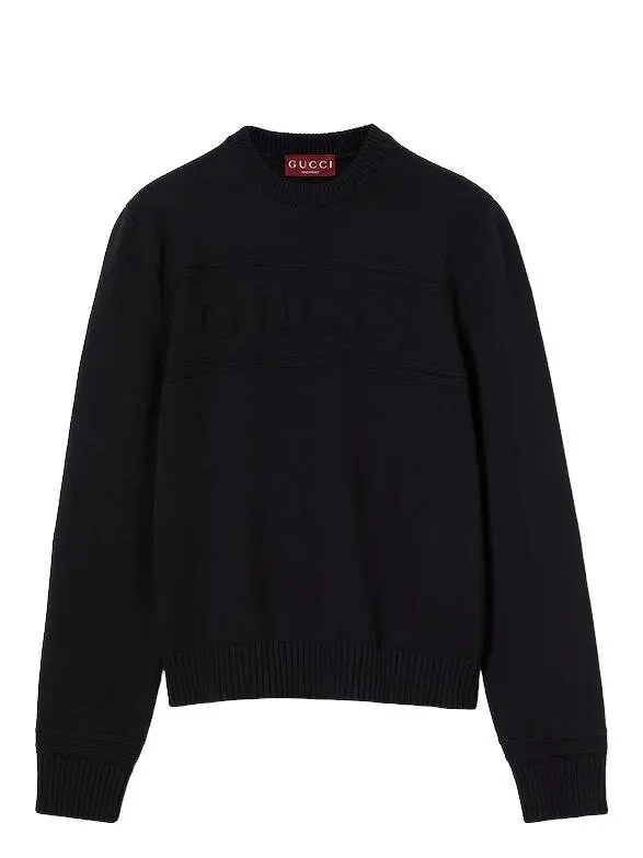 Gucci Knit Cotton Wool Sweater With Intarsia - Black