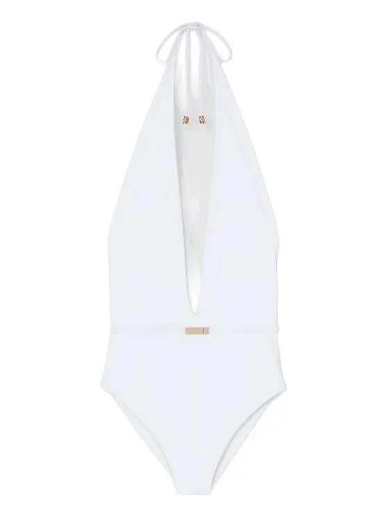 Gucci Jersey Bodysuit With Metal Tag - White