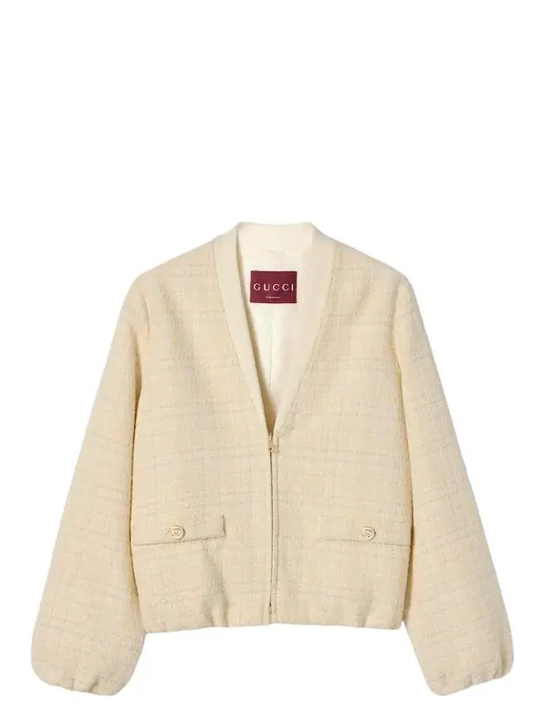 Gucci Check Cotton Tweed Jacket - Pink