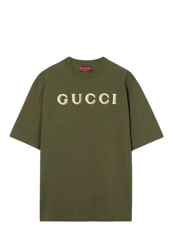 Gucci Cotton Jersey T-shirt With Embroidery - Green