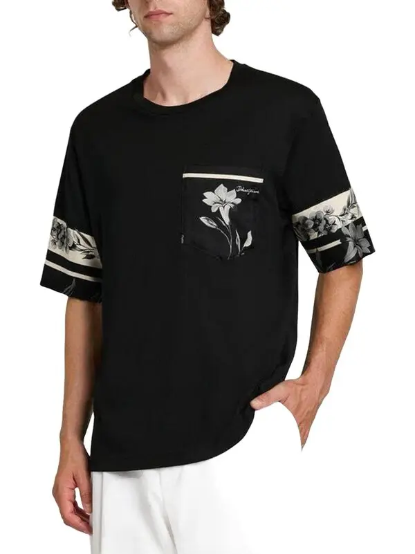 Dolce & Gabbana Apos;s Cotton And Silk Digital-print Pocket T-shirt - Nero
