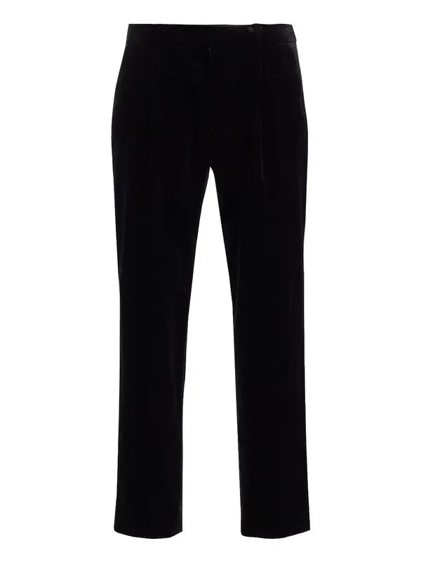 Balmain Cotton Velvet Pleated Trousers - Noir