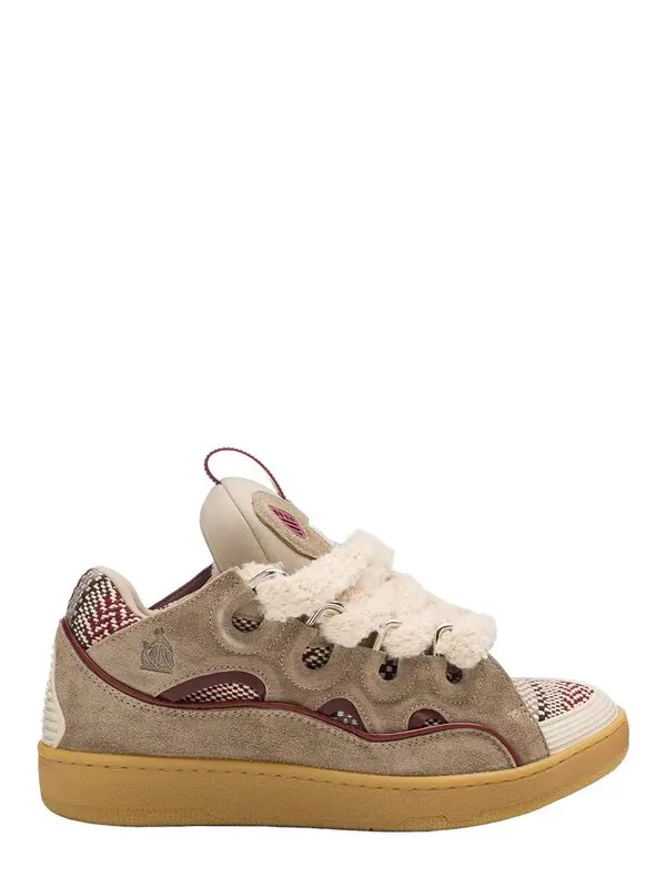 LANVIN Curb Suede And Polyester Sneakers - Hemp