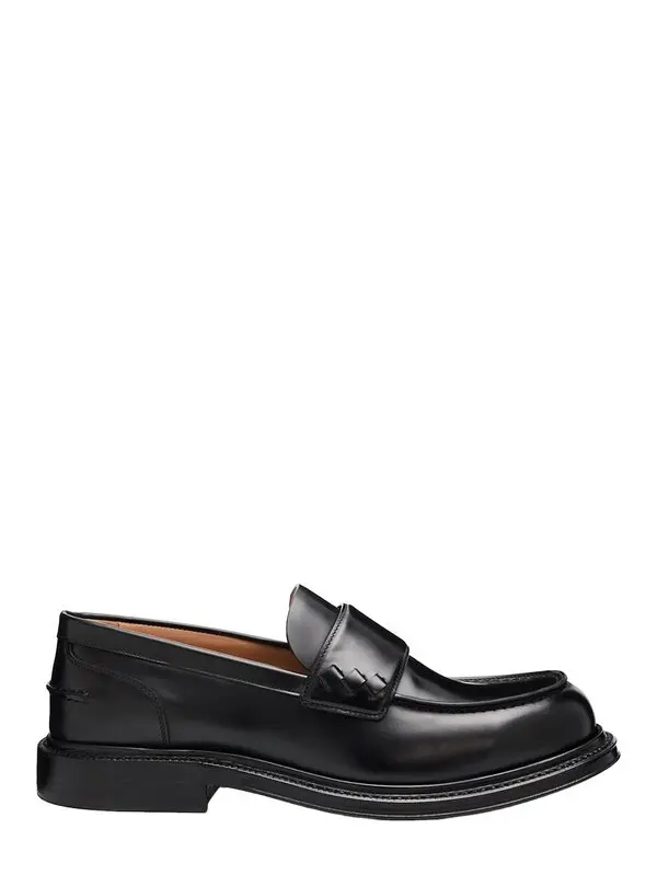Bottega Veneta Haddock Leather Penny Loafers - Black