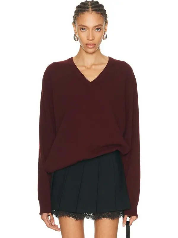 MAISON MARGIELA V-neck Virgin Wool Sweater - Burgundy