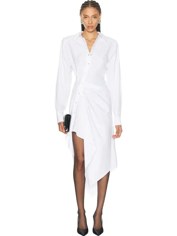 MUGLER Asymmetrical Shirt Dress - Optic White