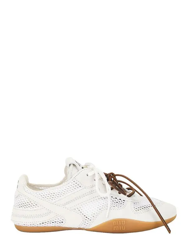 Miu Miu Rete Scamosciato Sneakers - Bianco