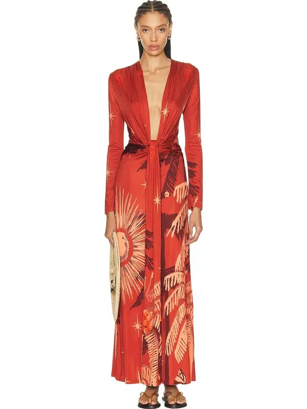 Johanna Ortiz Marino Maxi Dress - Red & Wine