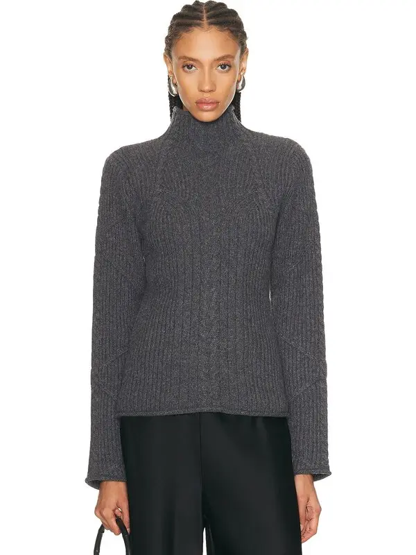 Helmut Lang Cable Knit Turtleneck Sweater - Charcoal