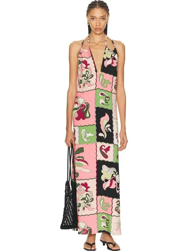 ADRIANA DEGREAS Inamorata Straps Maxi Dress - Pink