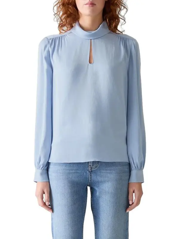 LK BENNETT Sally Cowl Neck Top - Blue