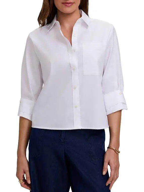 Foxcroft Jodie Cotton Blend Button-up Shirt - White