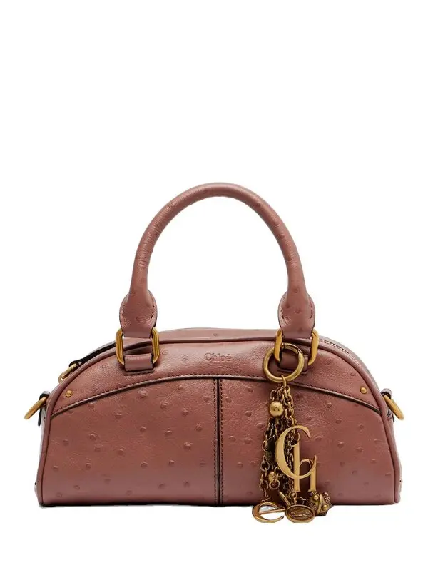 Chloé Medium Leather Bowling Tote - Brown