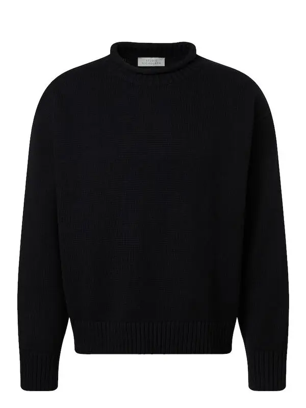 Studio Nicholson Wool And Cotton Mockneck Sweater - Black