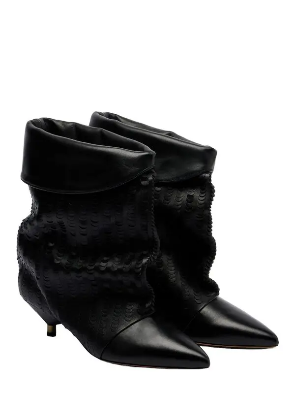 Isabel Marant Edrika 45 Laser-cut Leather Ankle Boots - Black