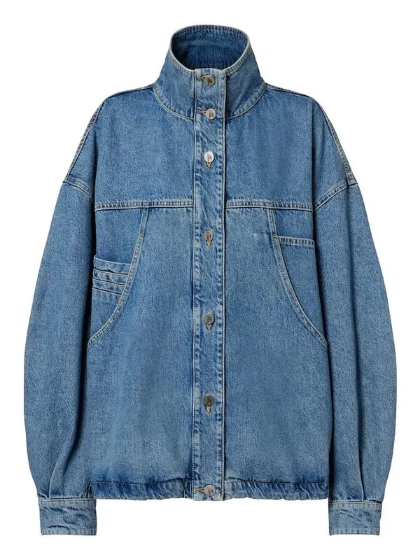 Attico Oversized Denim Bomber Jacket - Blue