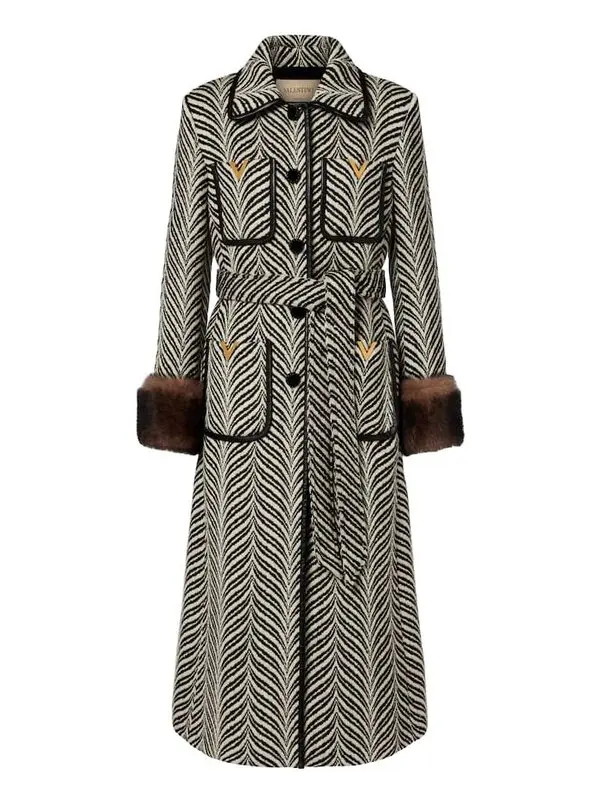 Valentino Garavani Vgold Shearling-trimmed Wool-blend Coat - White