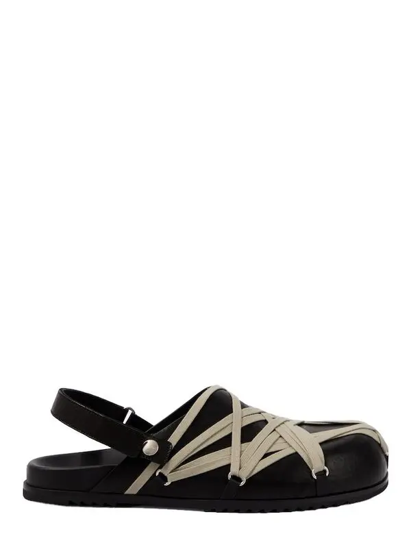 Rick Owens Megalace Leather Mules - Black