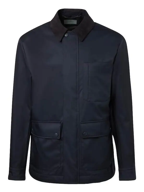 Canali Suede-trimmed Blouson Jacket - Blue