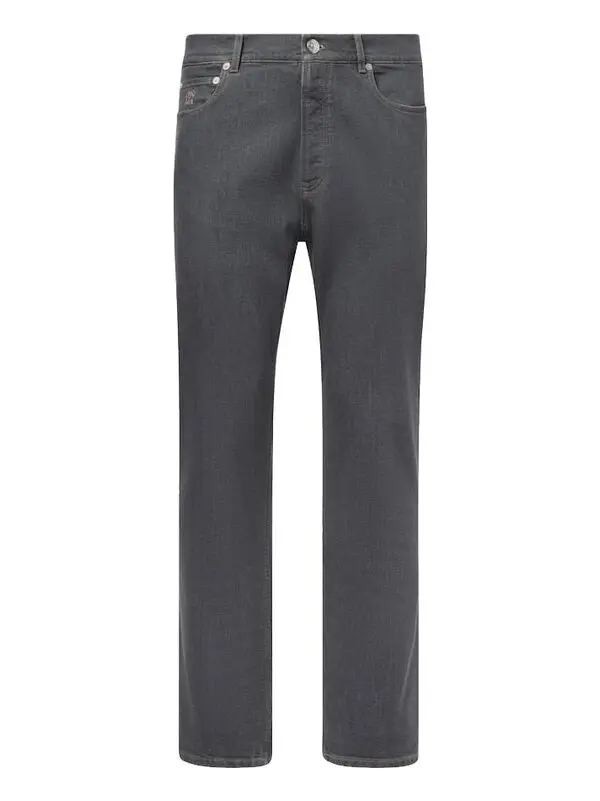 Brunello Cucinelli Logo Straight Jeans - Grey