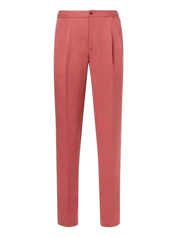 Rubinacci Pleated Lyocell-linen Trousers - Red