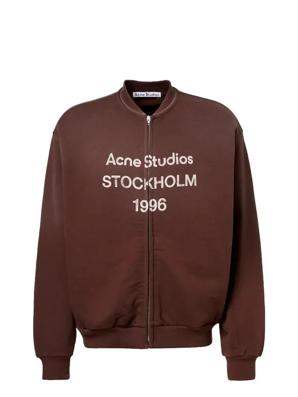Acne Studios Logo Printed Zip-up Sweatshirt - Brown
