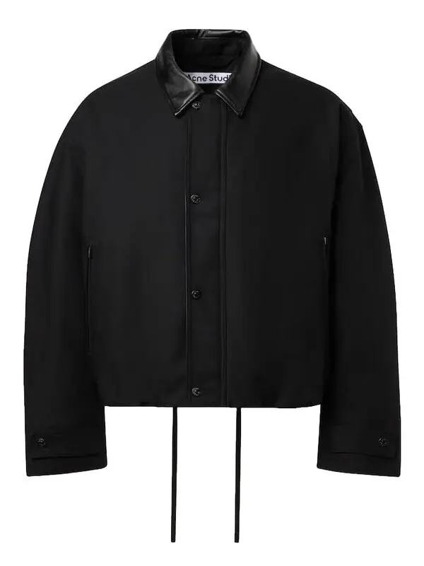 Acne Studios Leather-trimmed Cotton Twill Bomber Jacket - Black