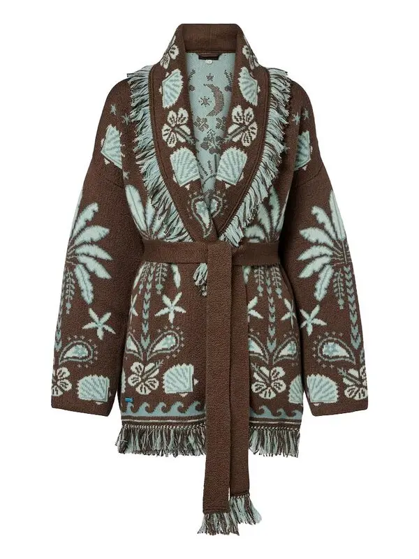 Alanui Echoes Of The Island Wool And Cotton Cardigan - Brown