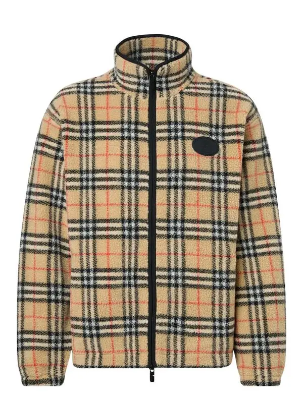 Burberry Check Wool-blend Zip-up Jacket - Beige