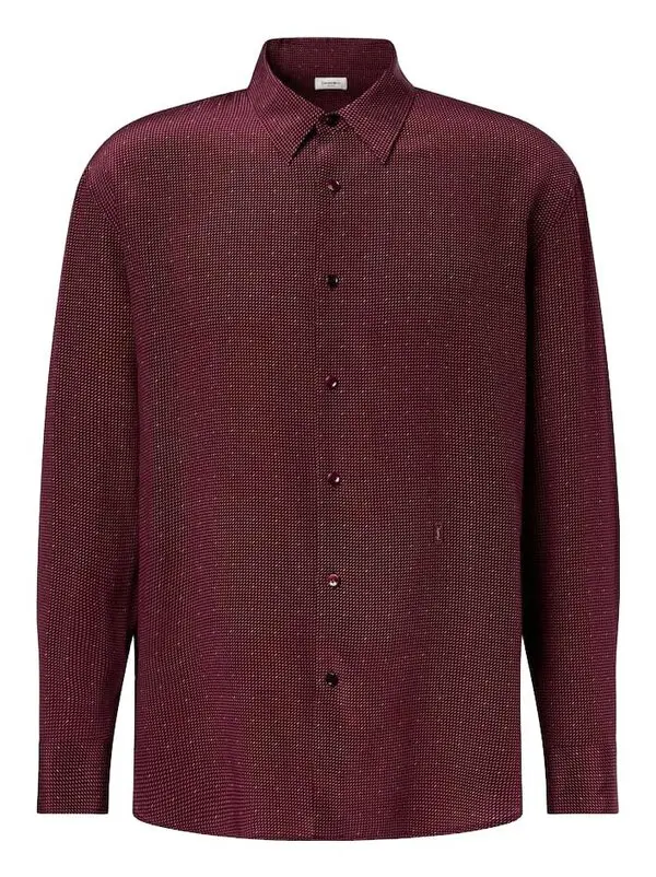 Saint Laurent Cassandre Silk Crêpe De Chine Shirt - Burgundy